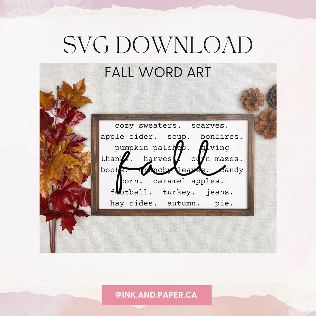 FALL WORD ART Fall Farmhouse Wood Sign Svg/png Download, Cutting File ...