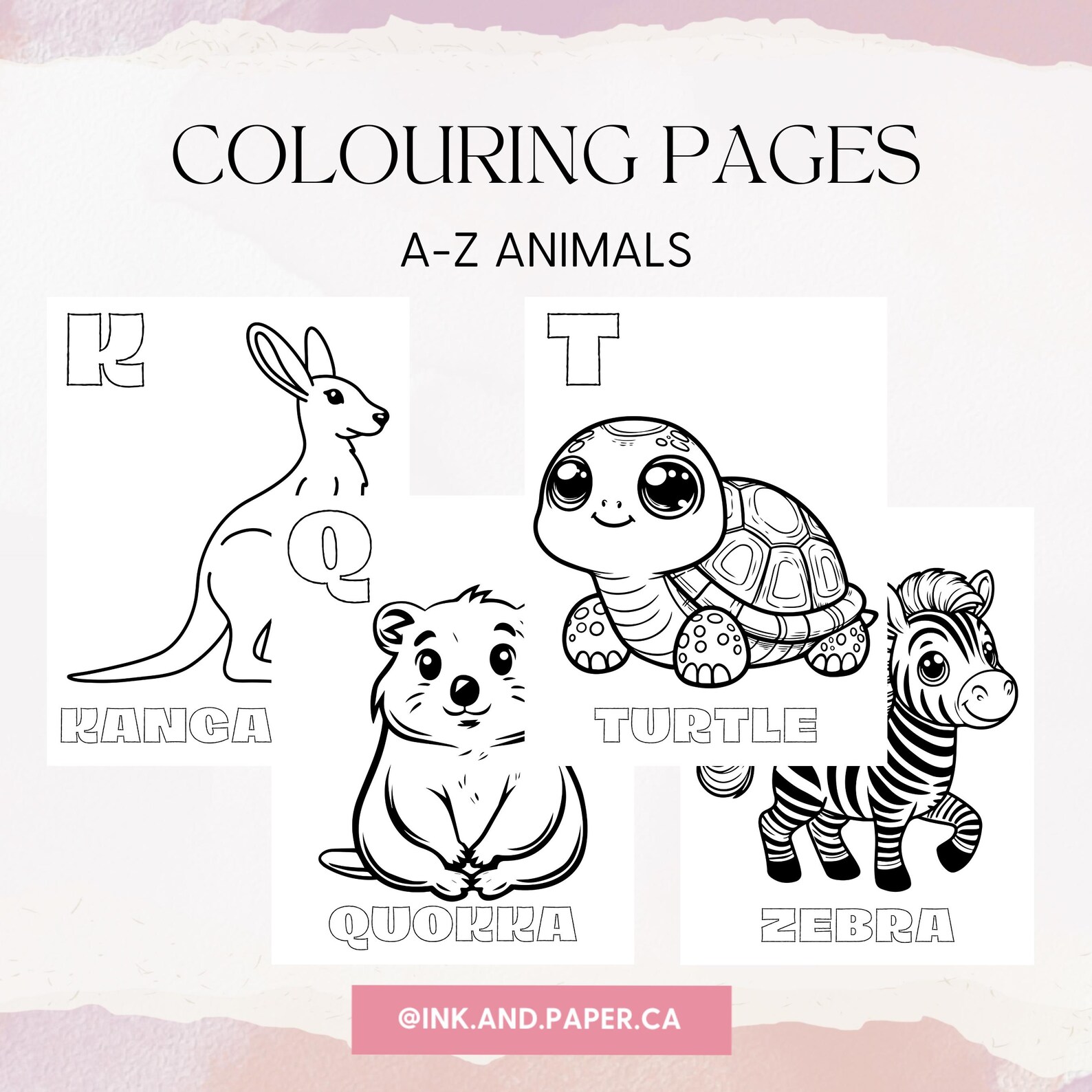 Printable A-Z Animal Colouring Pages for Kids and Adults 26 Sheets for ...