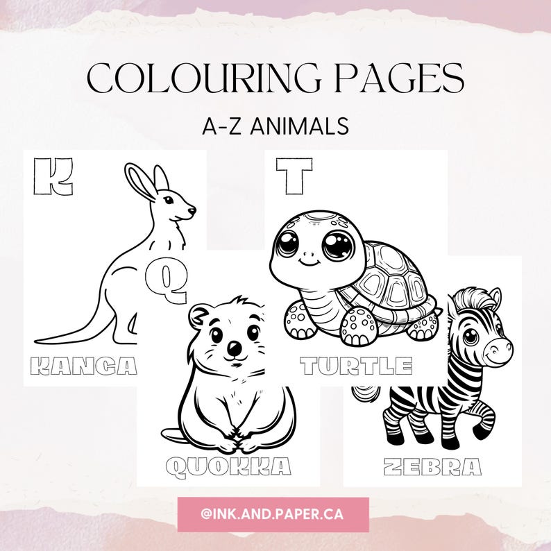 Printable A-Z Animal Colouring Pages for Kids and Adults 26 Sheets for ...