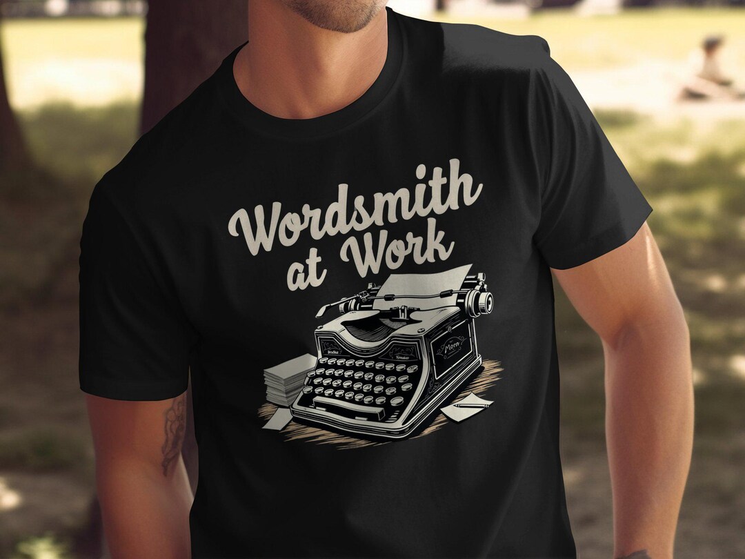 Vintage Typewriter Wordsmith at Work T-shirt, Literary Gift for Writers ...