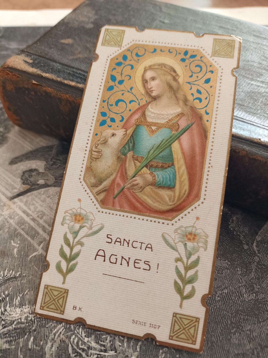 1922, Sancta Agnes, Antique Religious Card Saint Agnes, Catholic Prayer ...