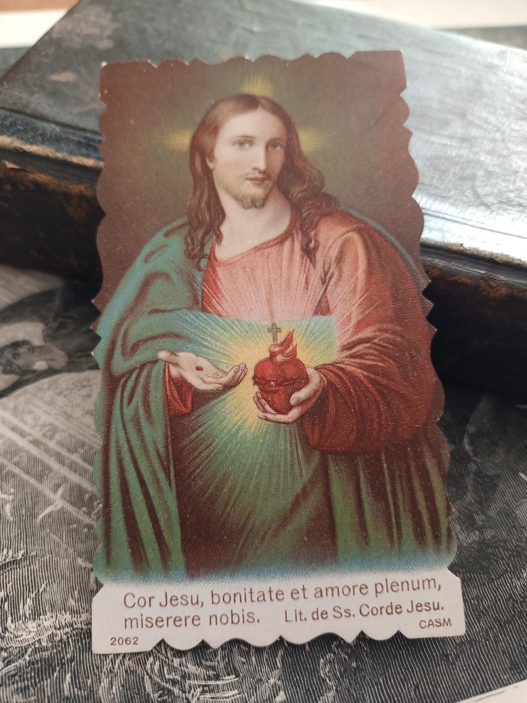 1920s, Jesus With Sacred Heart, Antique Religious Card, Catholic Prayer ...
