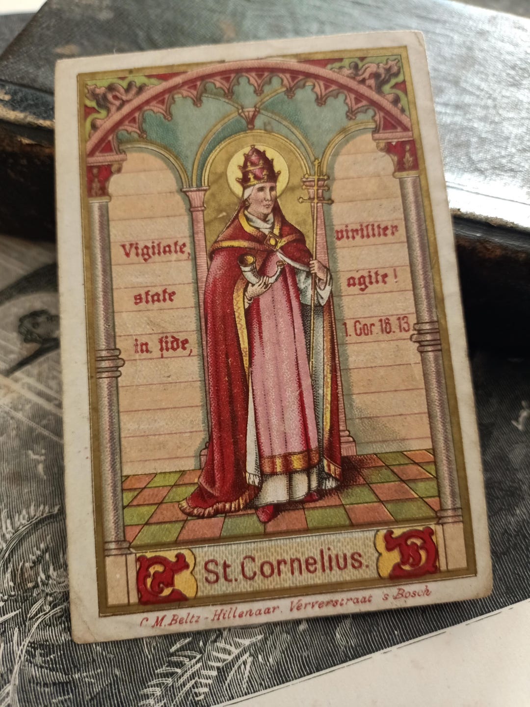 1839, Antique Religious Card Saint Cornelius, Catholic Prayer Card ...