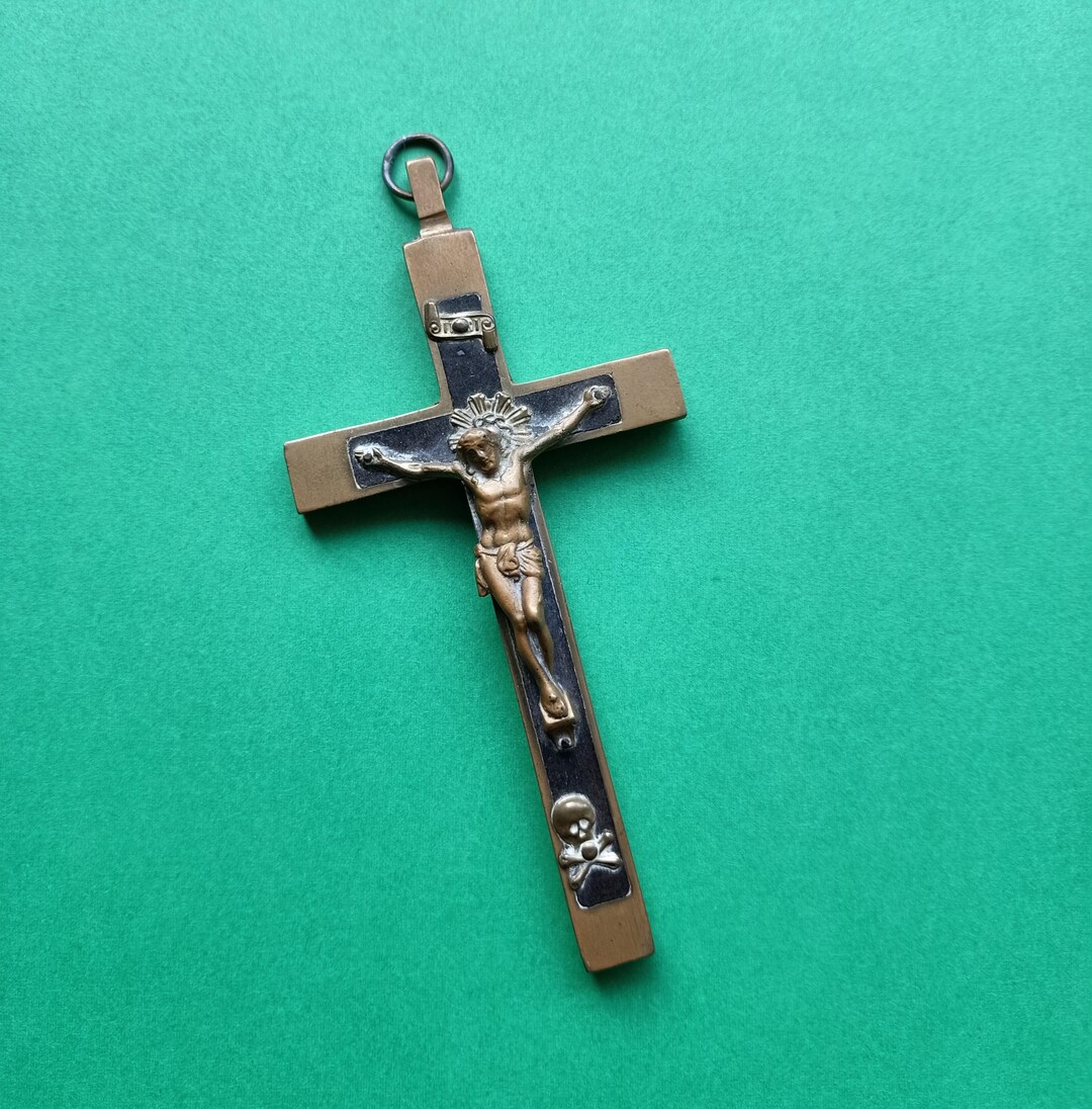 Crucifix, Small Cross, Black and Copper or Brass, 1920s, With Pendant ...