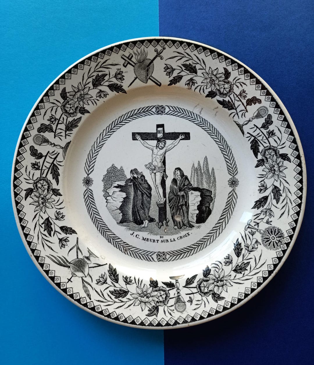 Illustrated Plate of 'JC, Jesus Christ, Dies on the Cross', Lebeuf ...