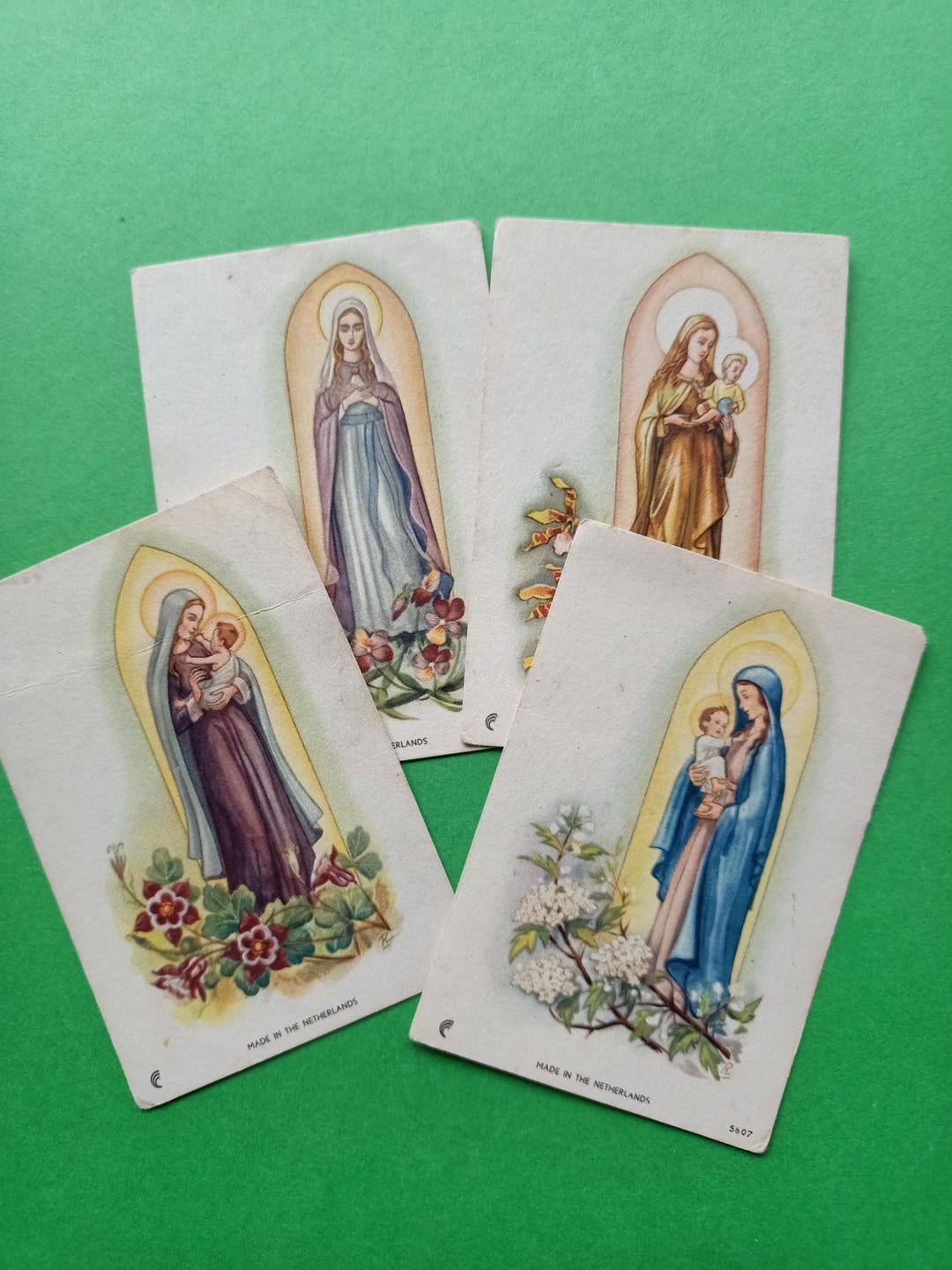 1960's, 4 Maria Cards, Virgin Mary, Religious Card, Antique Religious ...