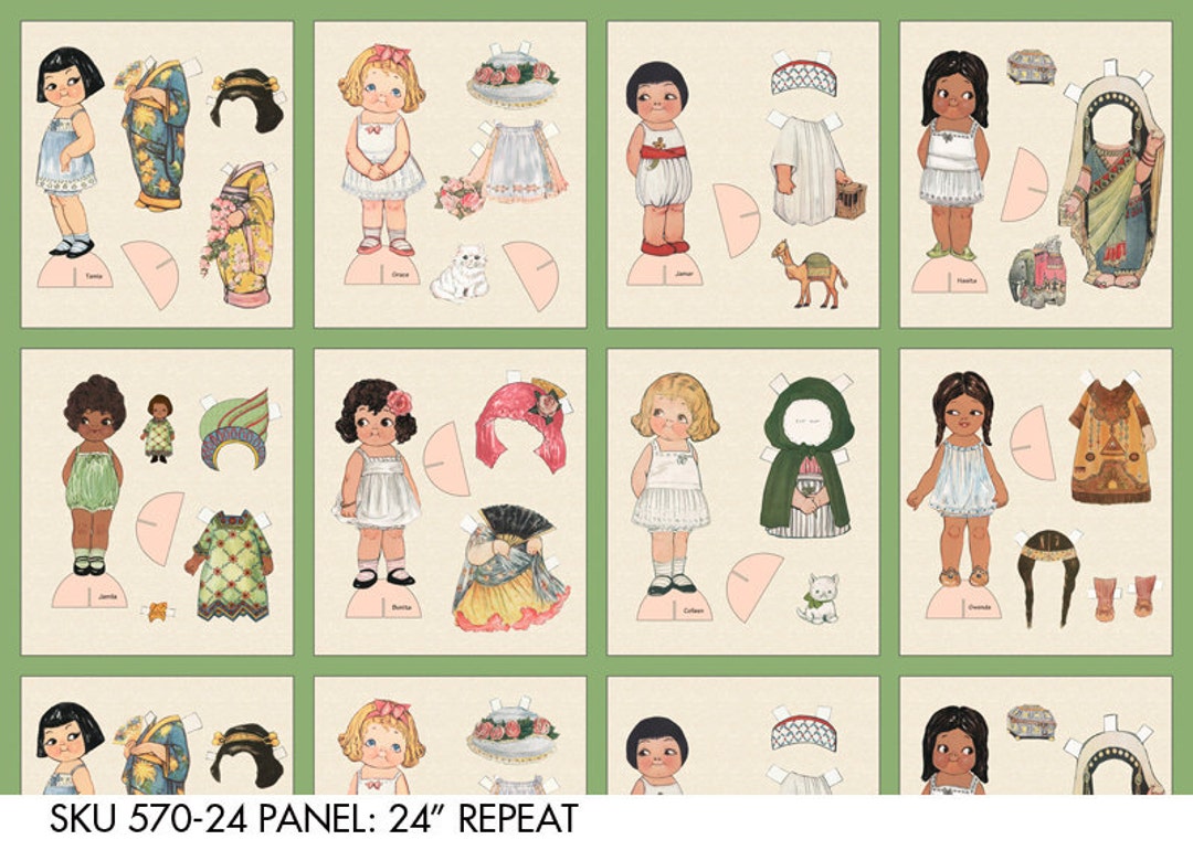 Ethnic Fabric Paper Dolls | Squares | Doll Clothes + Pets | Sibling ...