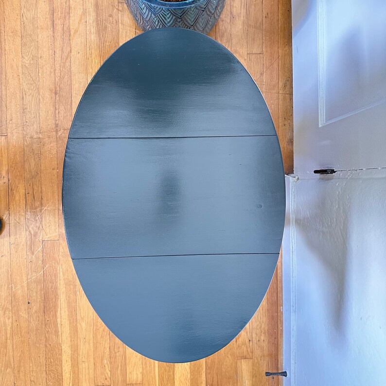 Refinished Antique Solid Wood Drop Leaf Table in Regent Green With Stained Base - Etsy