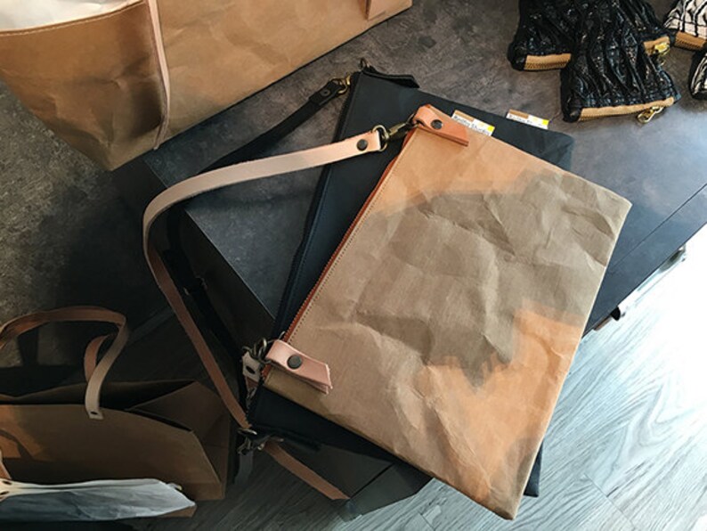 Clutch Bag S : Kraft Clutch Paper Bag Long Strap/crossbody Bag/leather ...