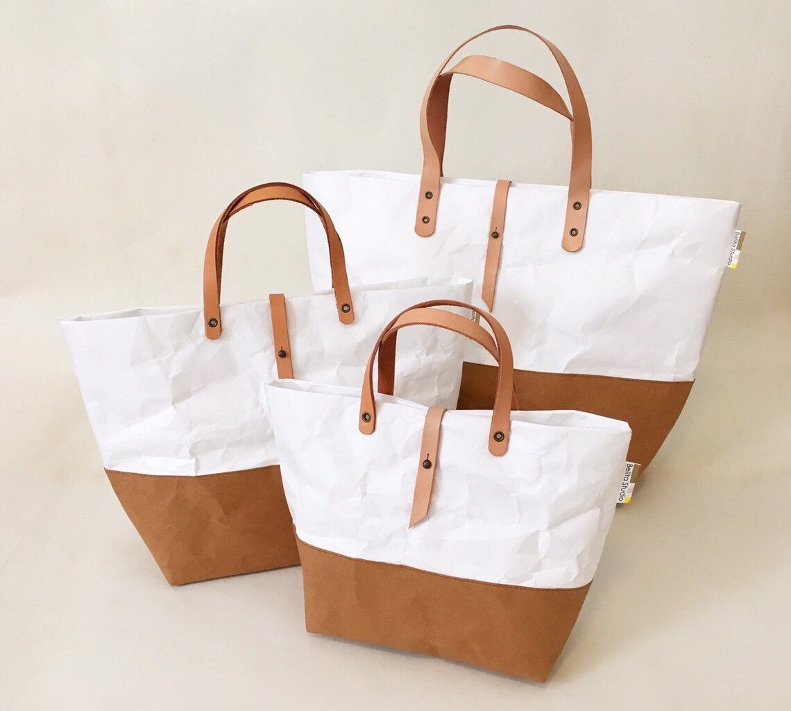 Tote Bag With Closure : Tyvek and Kraft Paper Tote Bag/market Bag ...