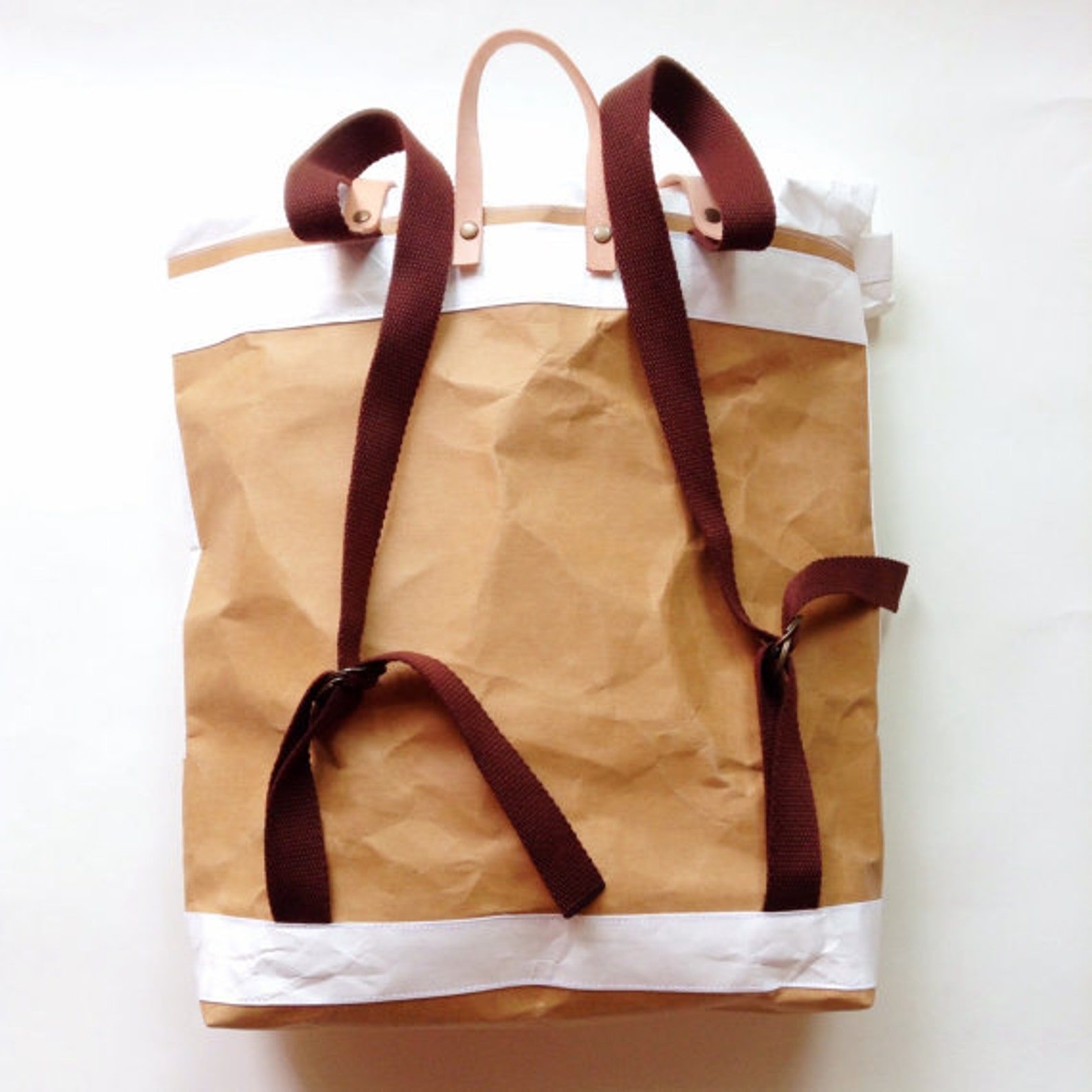 Backpack : Tyvek and Kraft Paper Roll Top Backpack/travel Bag/beach Bag ...