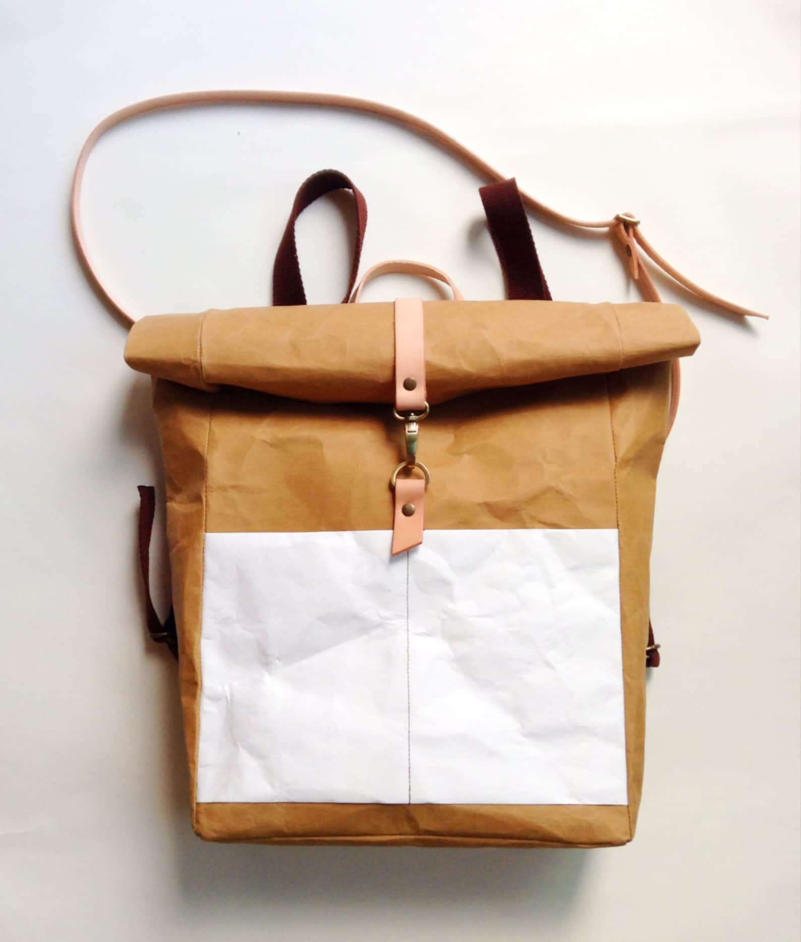 Backpack : Kraft Paper Roll Top Backpack/travel Bag/beach Bag/washable ...