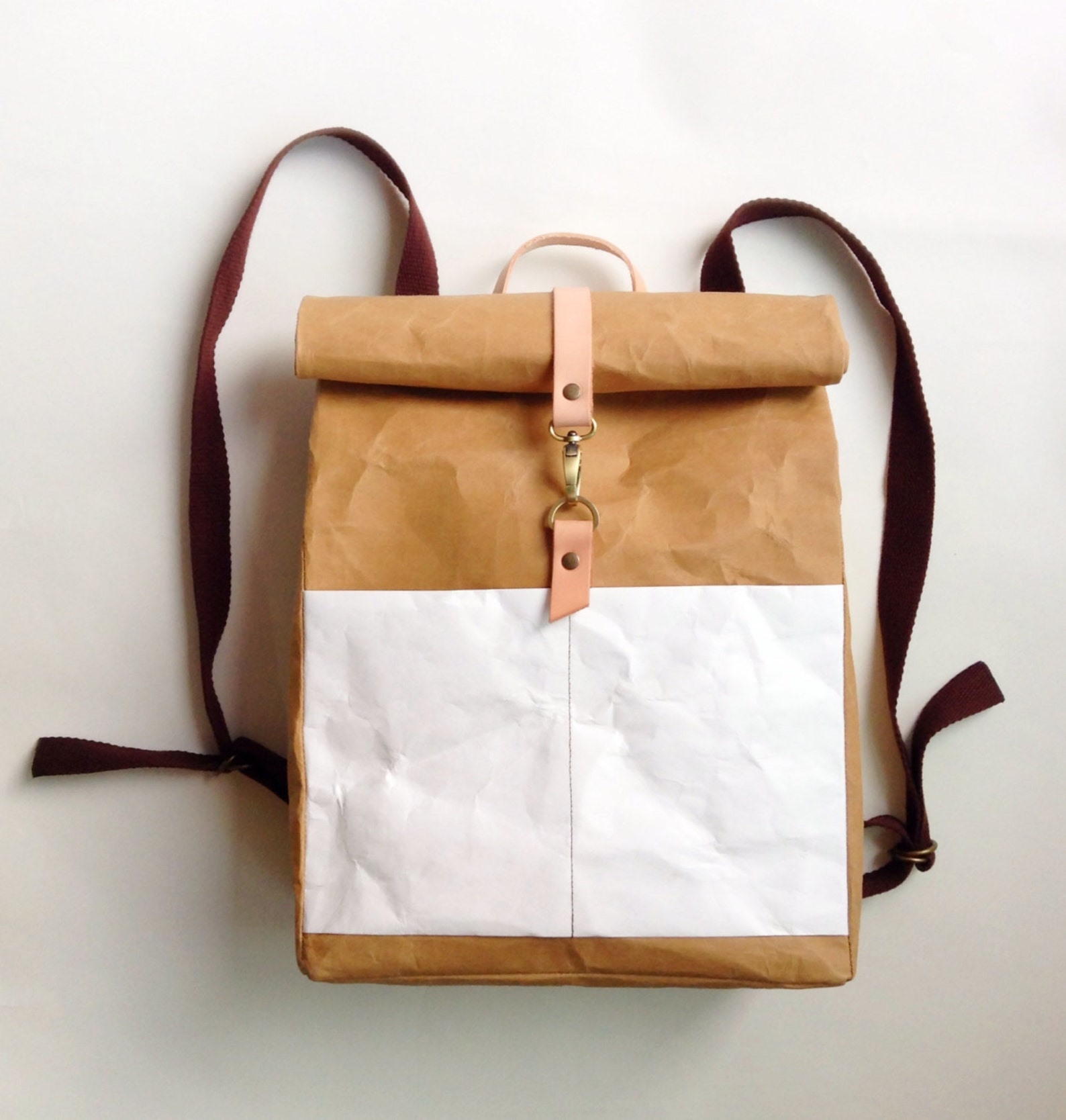 Backpack : Kraft Paper Roll Top Backpack/travel Bag/beach Bag/washable ...
