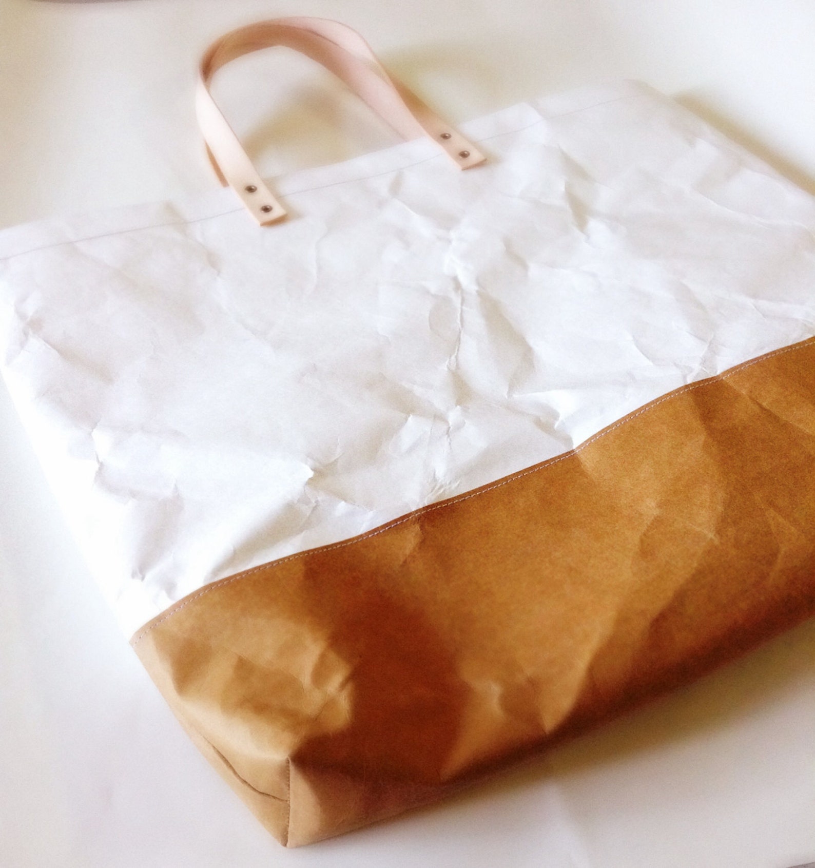 Tote Bag Grand : Tyvek and Kraft Paper Tote Bag/market - Etsy