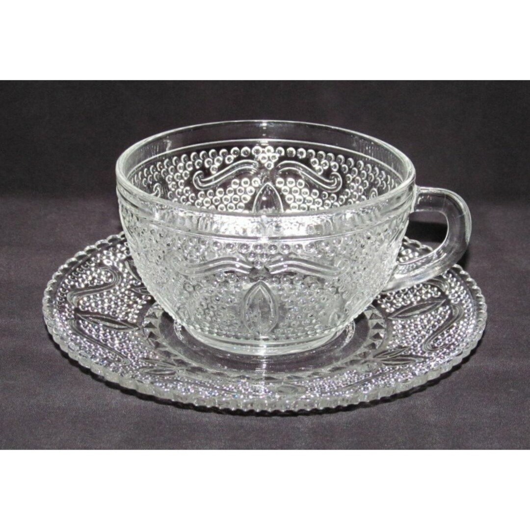 Federal Glass HERITAGE Crystal Cup and Saucer Set - Etsy