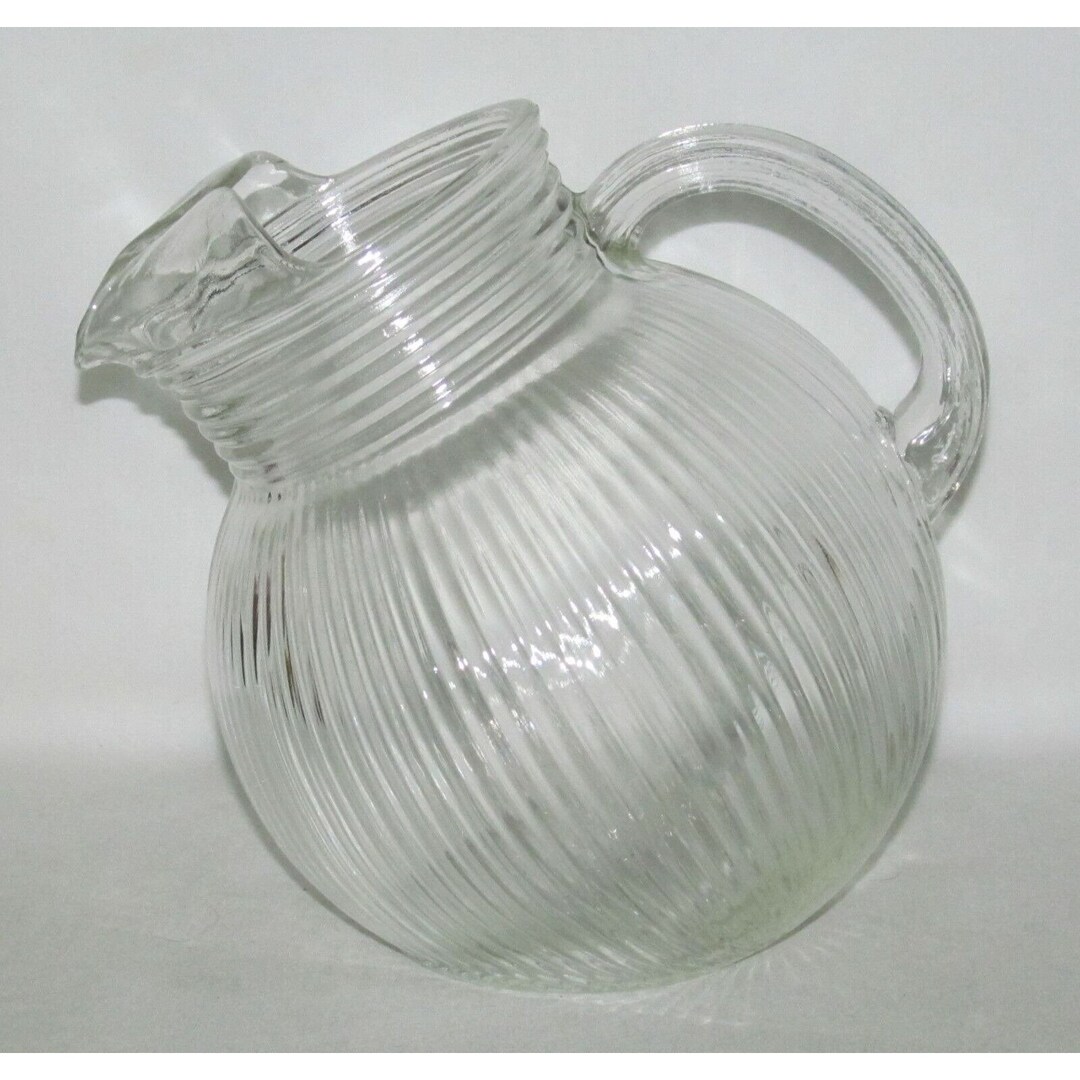 Hazel Atlas Glass FINE RIB Crystal Tilted Ice Lip Juice Pitcher - Etsy