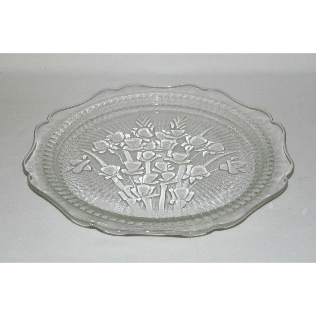 Jeannette Glass IRIS AND HERRINGBONE Crystal Dinner Plate (old) - Etsy