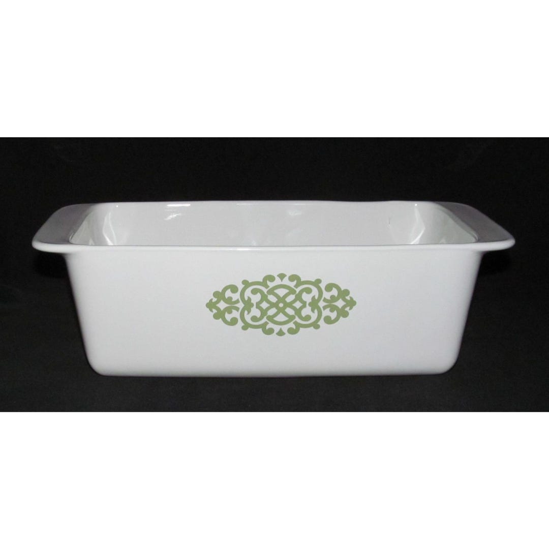 Corning Ware "corelle" MACRAME GREEN Medallion 2-handled Rectangular ...