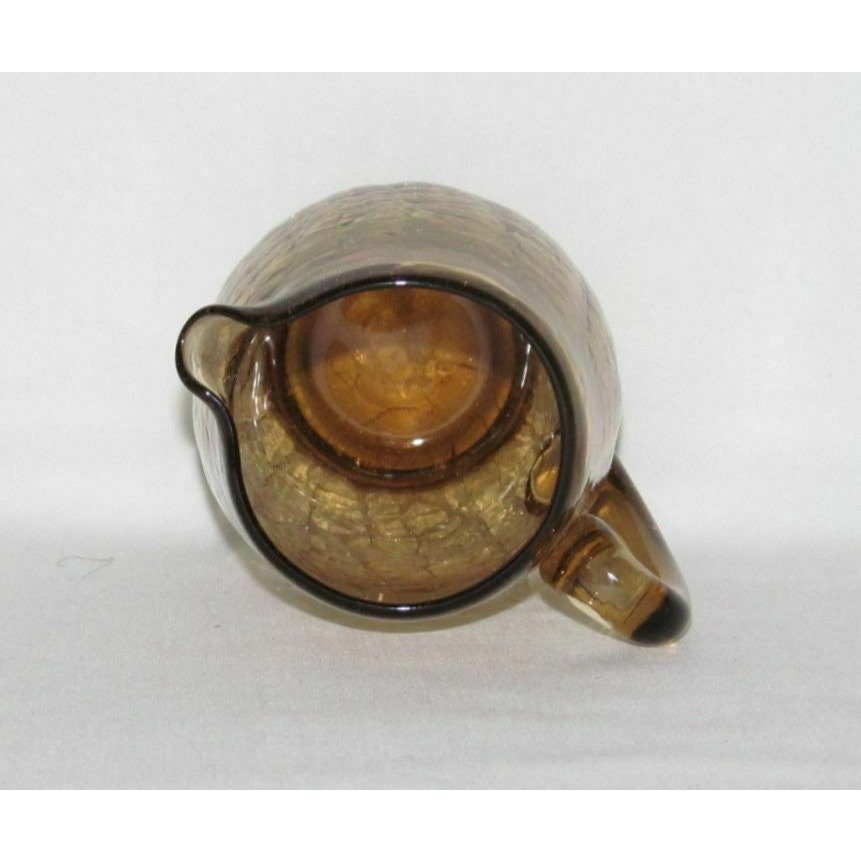Elegant Glass CRACKLE Brown Small Bulbous Miniature Pitcher - Etsy