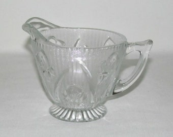 Vintage Jeannette Clear Depression Glass Footed Creamer Iris and Herringbone - Etsy