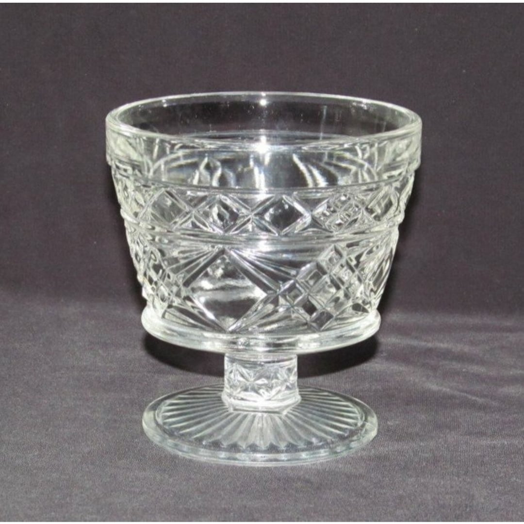 Hazel Atlas Glass GOTHIC Big Top Peanut Butter Crystal Low Footed ...