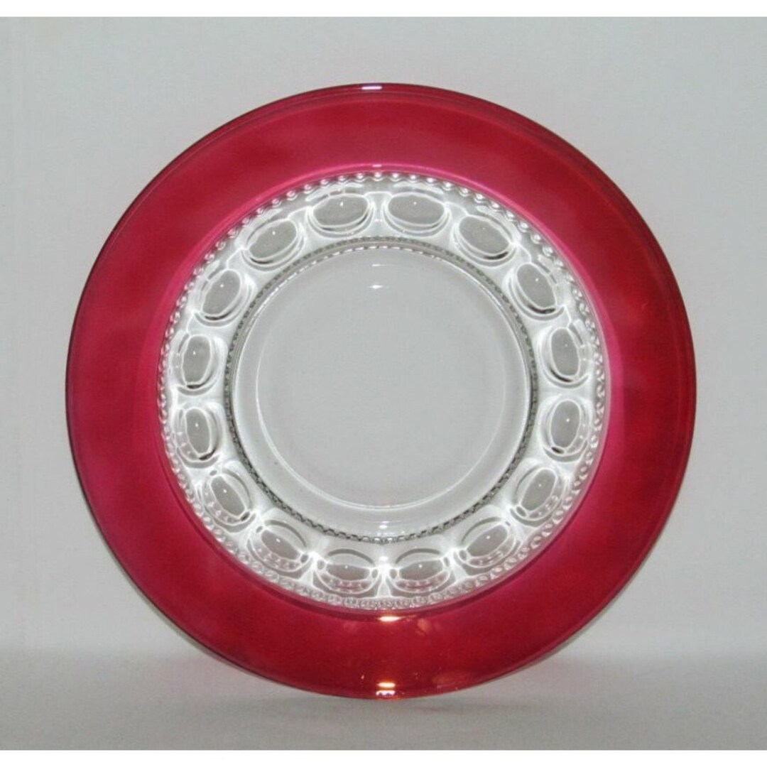 Indiana Glass KINGS CROWN Ruby Stained Salad Plate (smooth Flat Base ...
