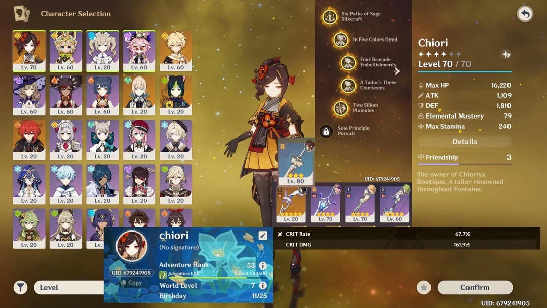 C5 Chiori Welkin Moon NA Server Ar53 Farmed - Etsy