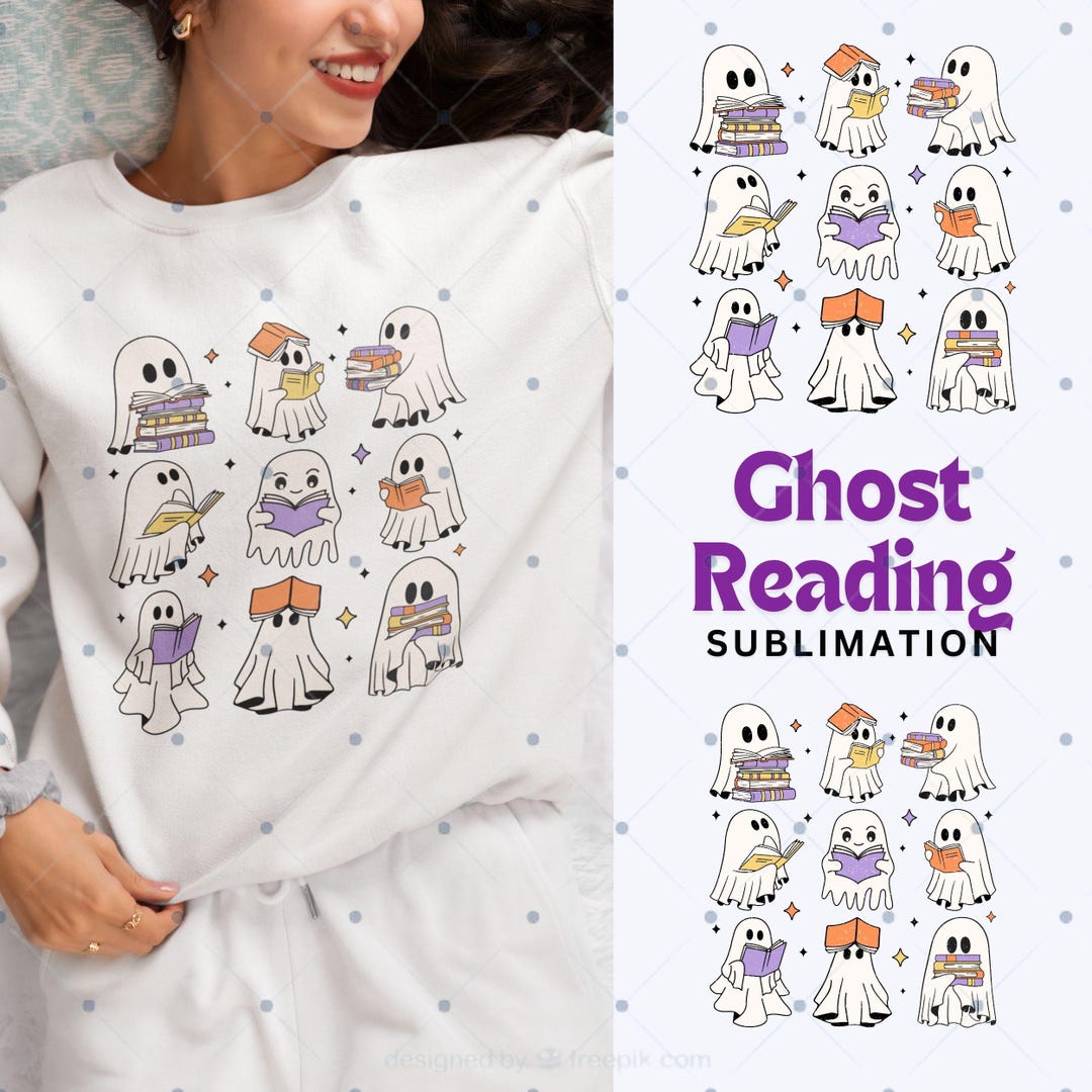 Halloween Ghost Books PNG Book Lover Png and SVG Cute Ghost Book SVG ...