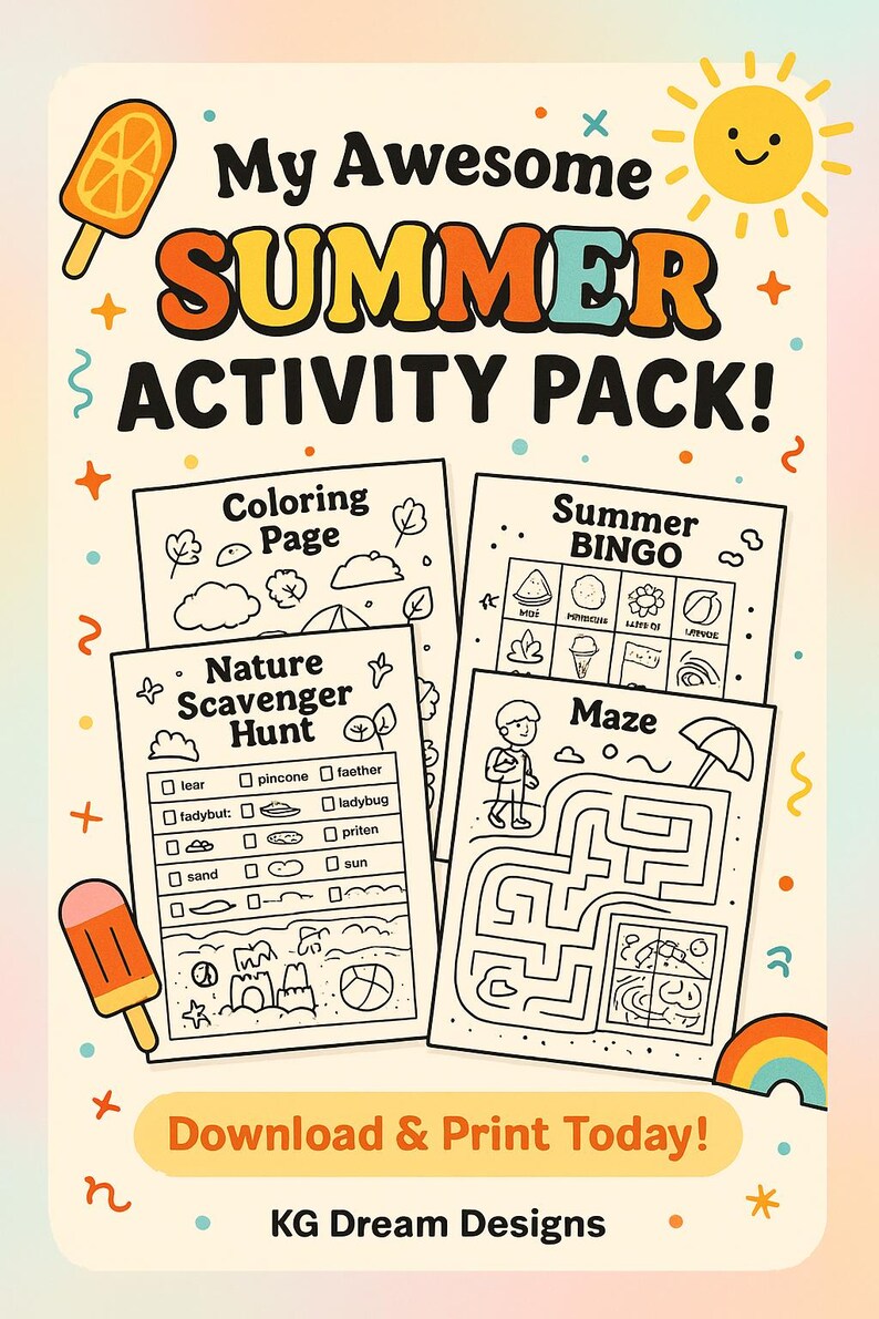30 Summer Holiday Activities for Kids | Printable Fun Pack PDF | Games ...