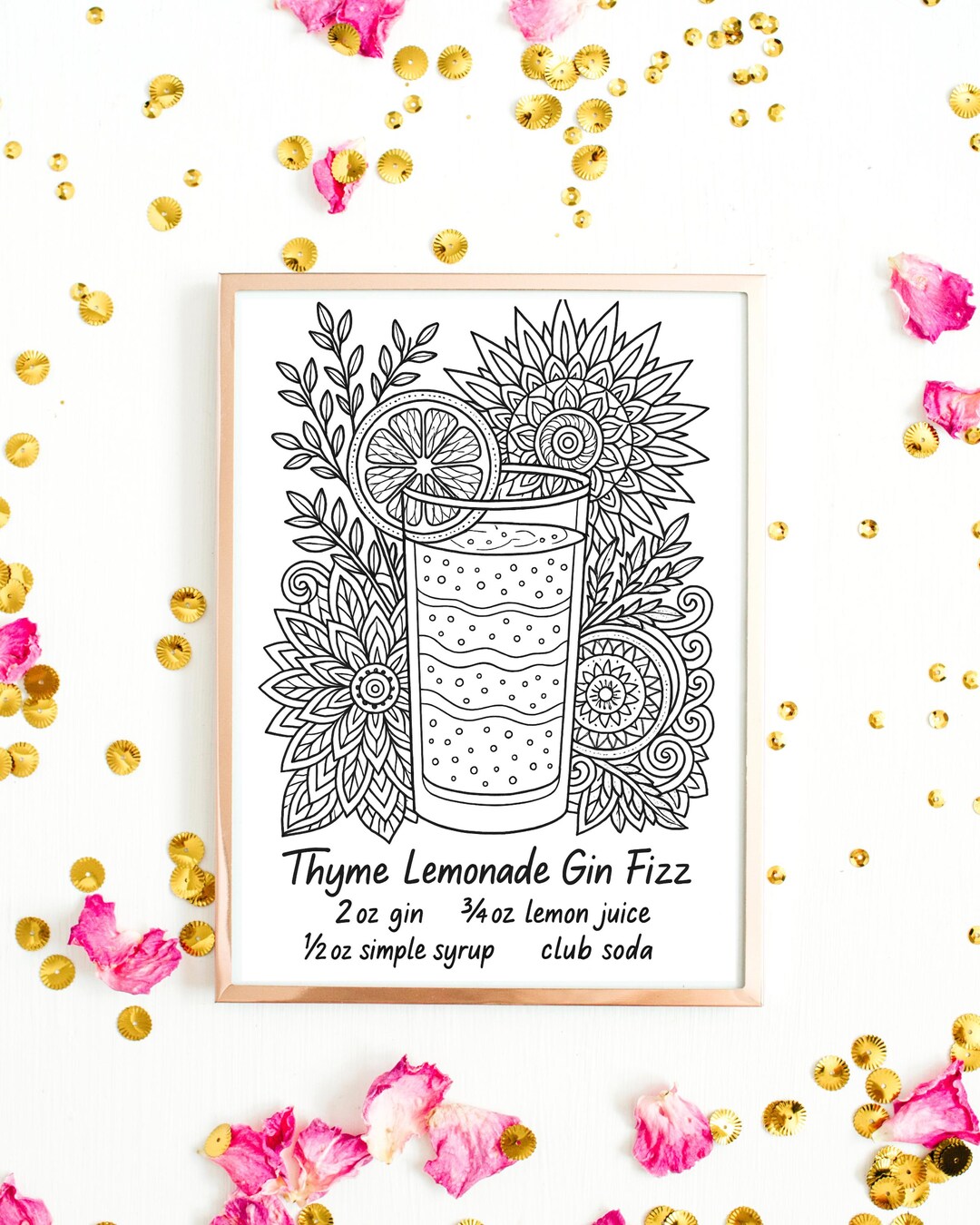 Coloring Pages, Cocktails Mandala Drink Art for Adults, Digital ...