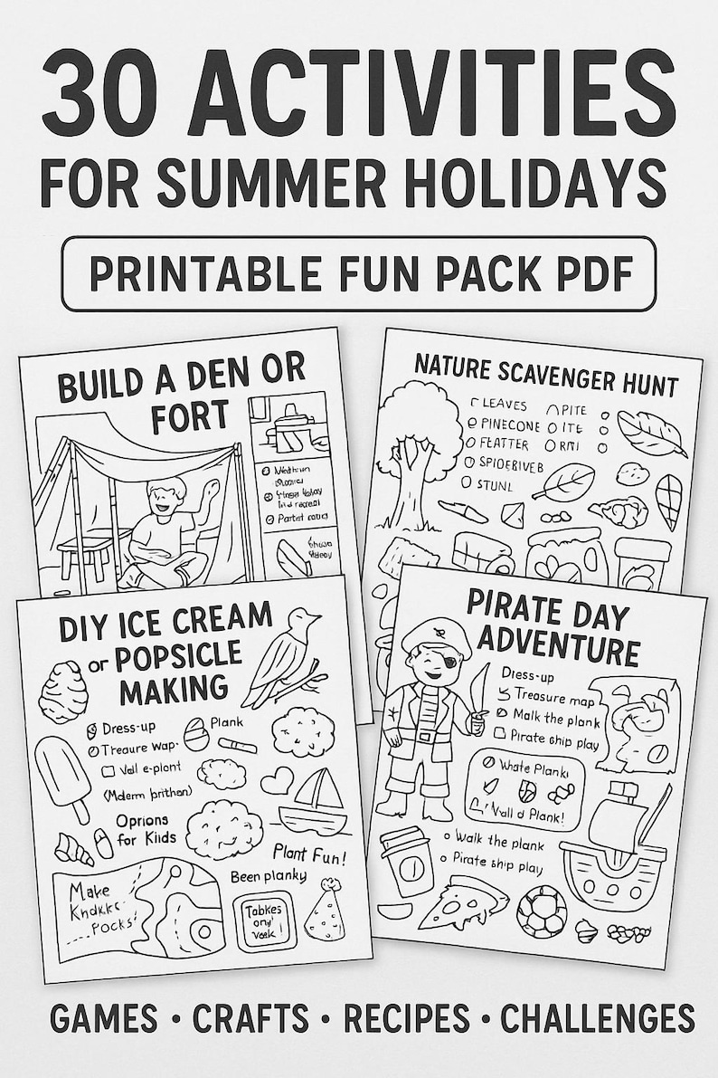 Summer Kids Activity Pack | Printable Games, Crafts, Challenges (PDF ...
