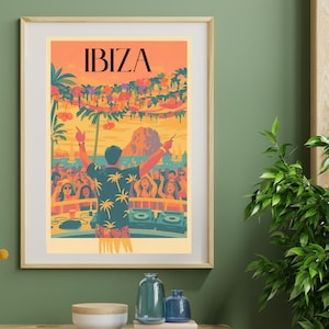 Retro Ibiza Travel Poster: Sunset Beach Party Scene (digital Download ...