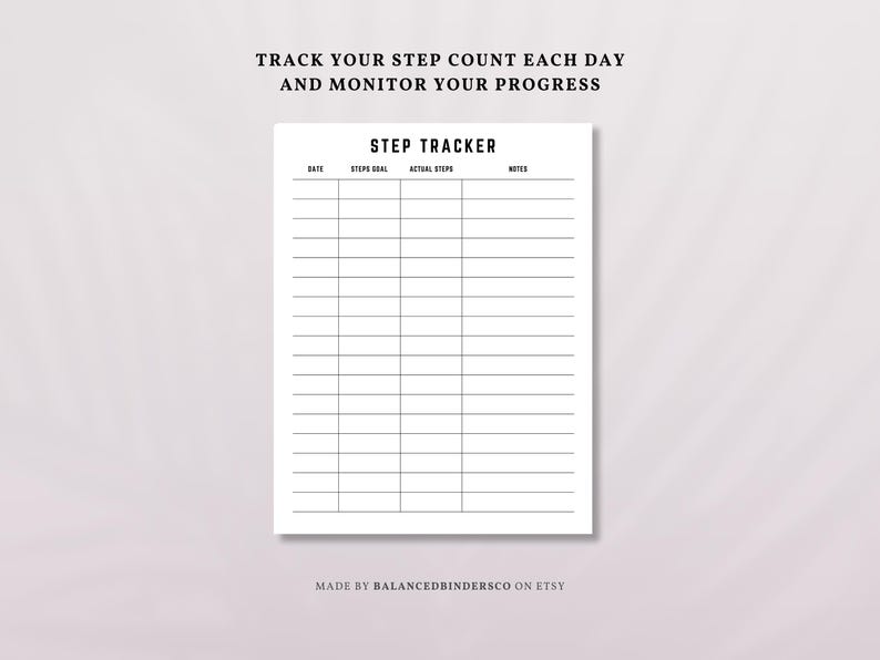 Simple Step Tracker Printable PDF | Fitness Tracking Planner Page ...