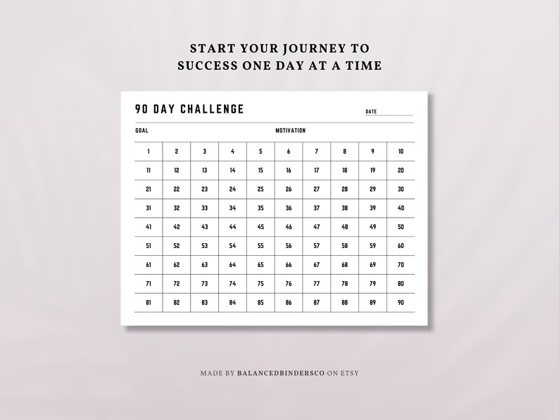 90 Day Challenge Printable PDF | Goal Tracking Planner Insert, Wellness ...