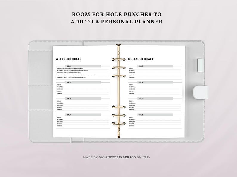 Wellness Goals Printable PDF | Mental Health Tracking Planner Page ...