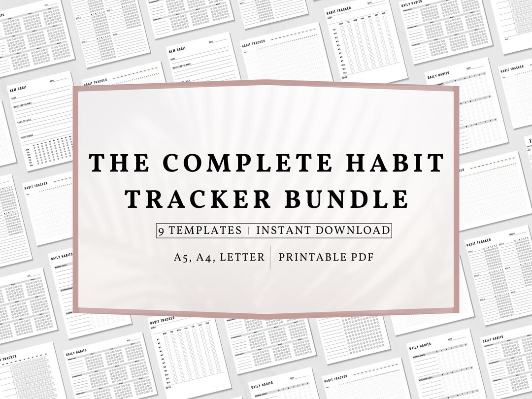 Complete Habit Tracker Bundle Printable PDF | Simple Productivity ...