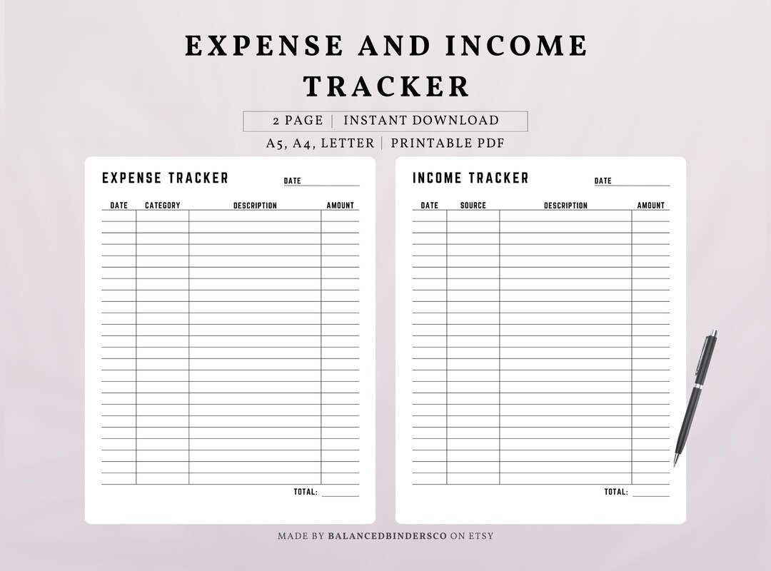 Expense and Income Tracker Printable PDF Template | Budget Planner ...