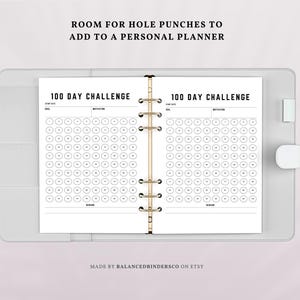 100 Day Challenge Printable PDF | Goal Tracking Planner Insert ...