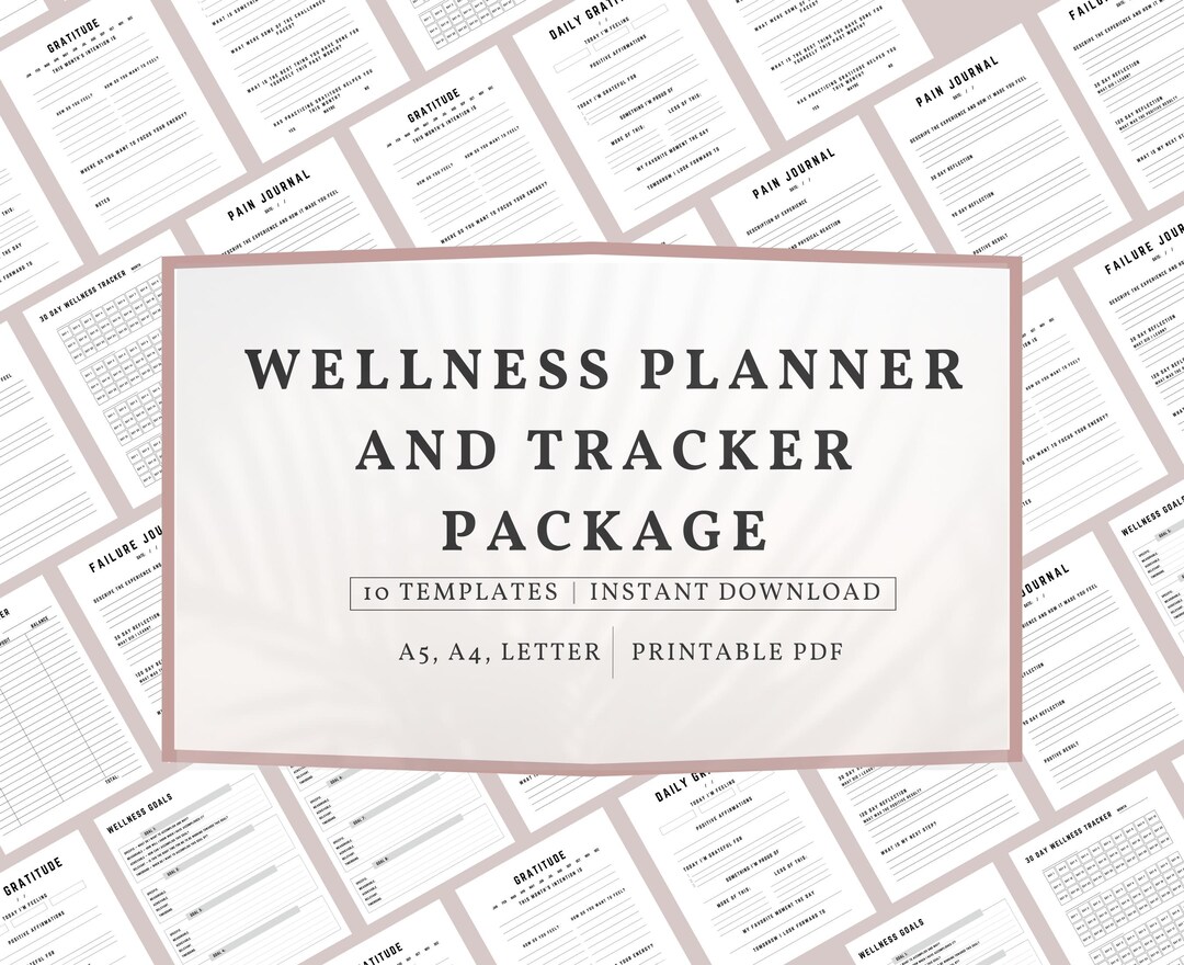 Wellness Planner and Tracker Bundle Printable PDF | Mental Health ...