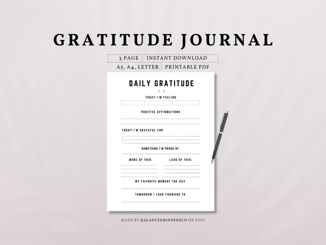 Gratitude Journal Printable PDF Template | Reflection Digital Planner ...