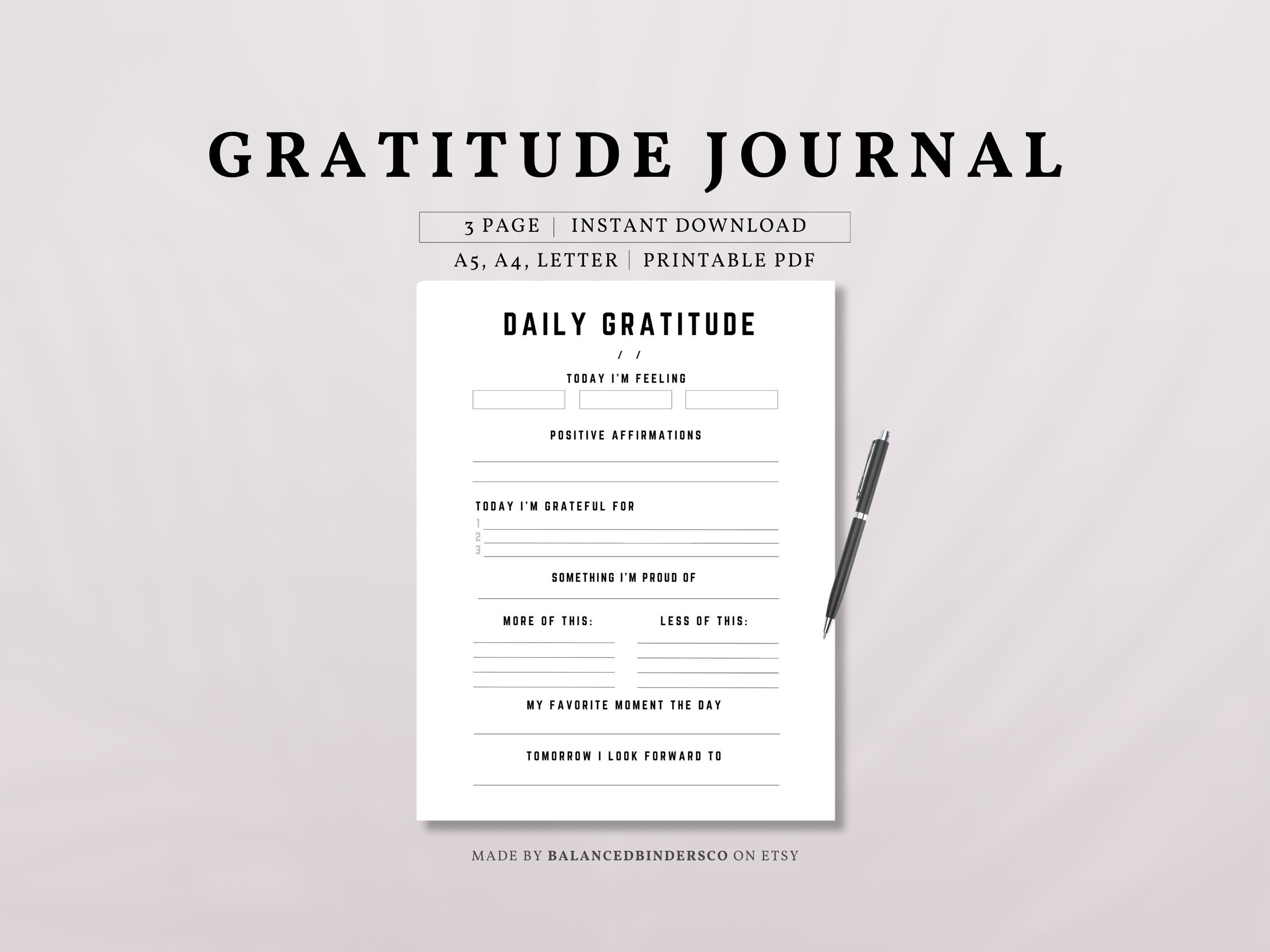 Gratitude Journal Printable PDF Template | Reflection Digital Planner ...