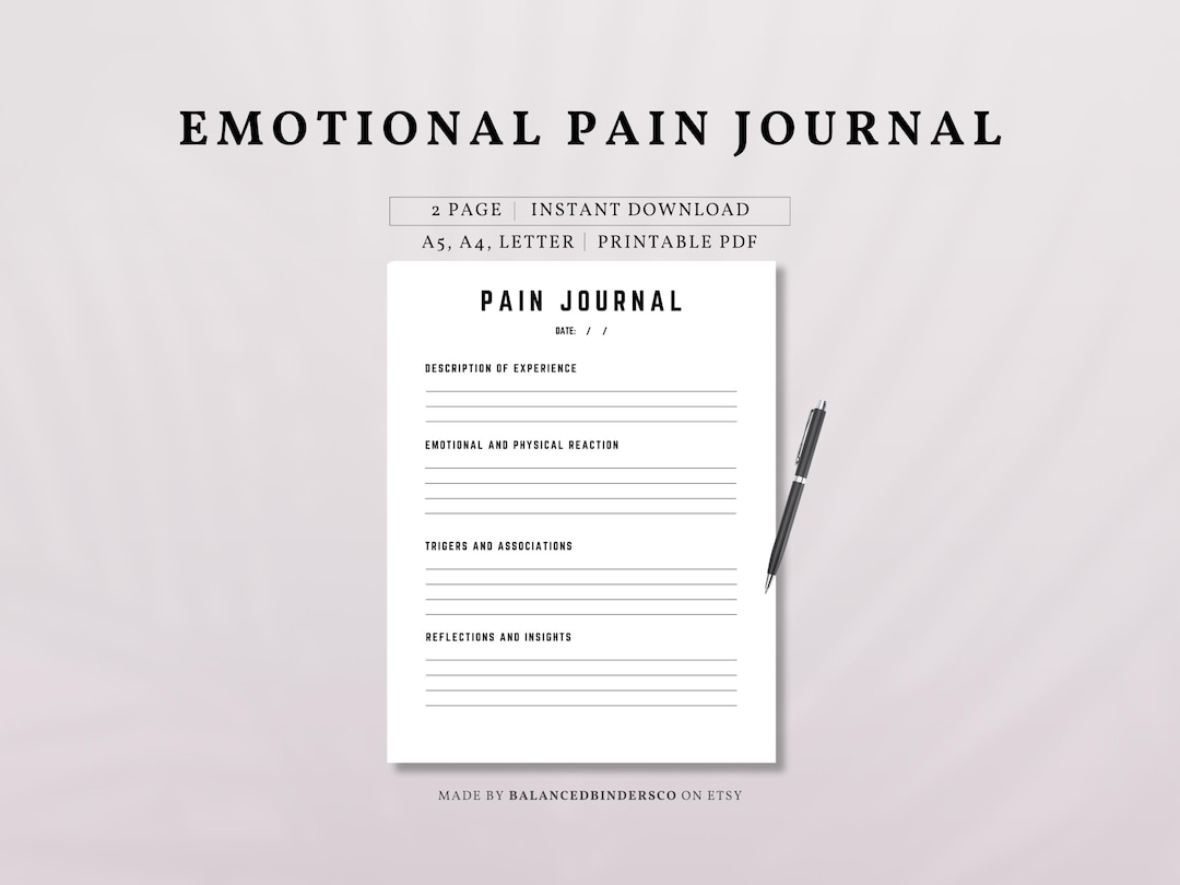 Emotional Pain Journal Printable PDF Template | Reflection Digital ...