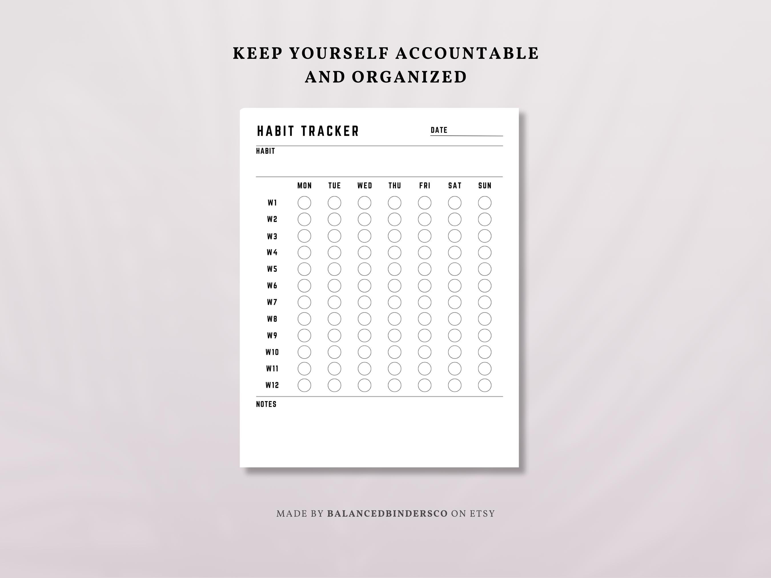 12 Week Habit Tracker Printable PDF | Simple Productivity Tracking ...