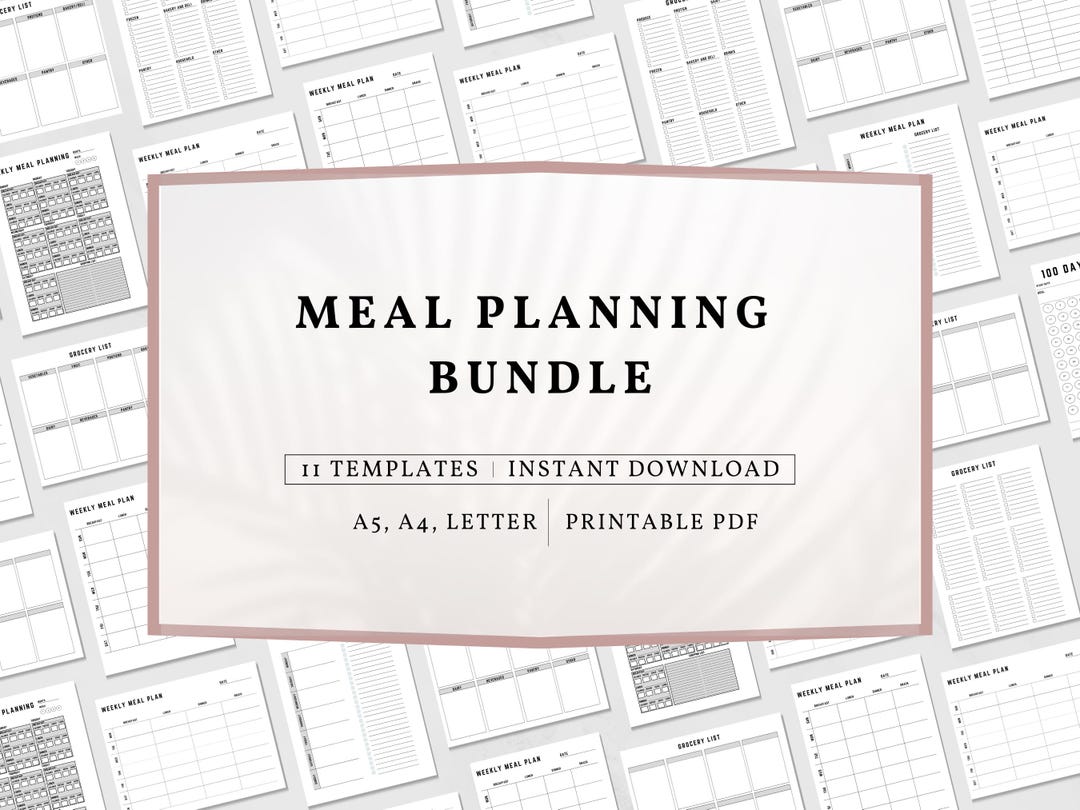 Meal Planning Bundle Printable PDF Meal Prep Organizer Journal Inserts ...