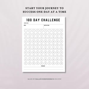 100 Day Challenge Printable PDF | Goal Tracking Planner Insert ...