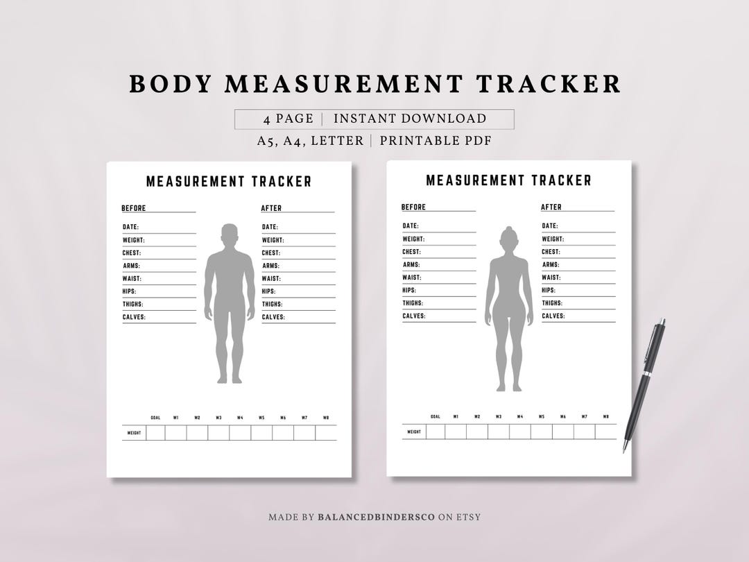 Body Measurement Tracker Printable PDF | Fitness Tracking Planner Page ...