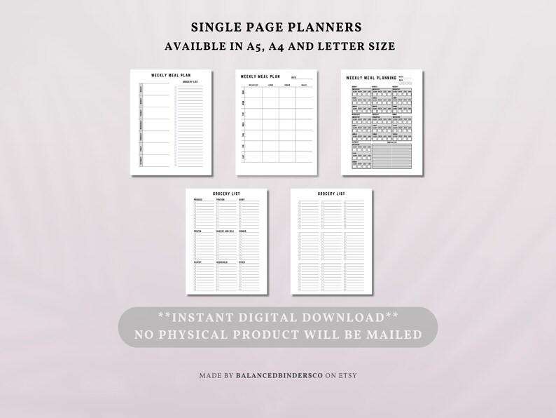 Meal Planning Bundle Printable PDF | Meal Prep Organizer Journal ...