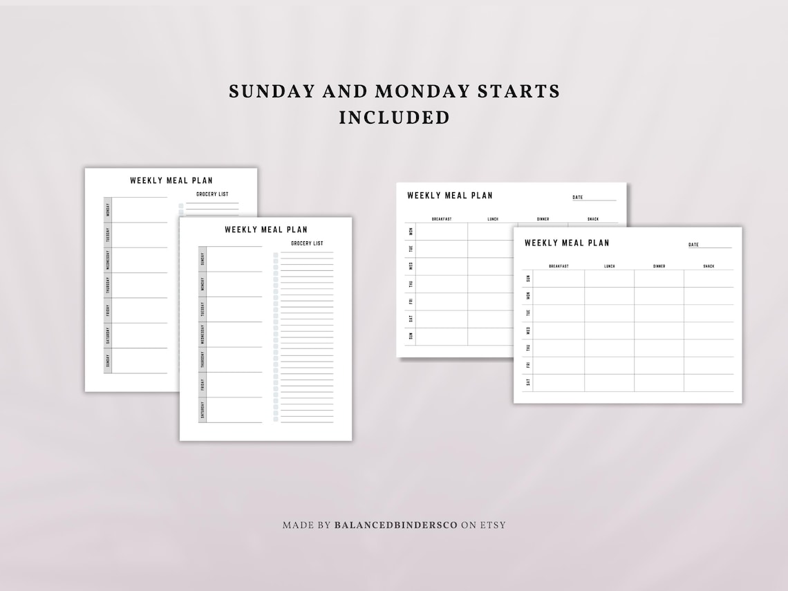 Meal Planning Bundle Printable PDF | Meal Prep Organizer Journal ...
