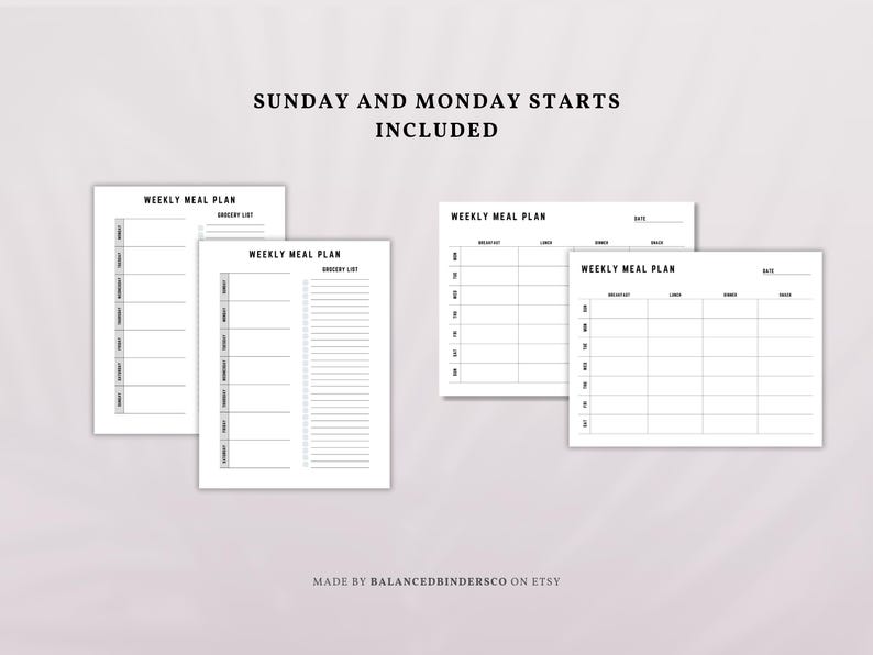 Meal Planning Bundle Printable PDF | Meal Prep Organizer Journal ...