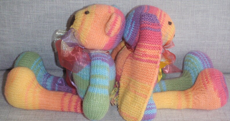 E-pattern - Knitted Toy - RAINBOW BUDDIES - a Pair of Gorgeous Softies ...